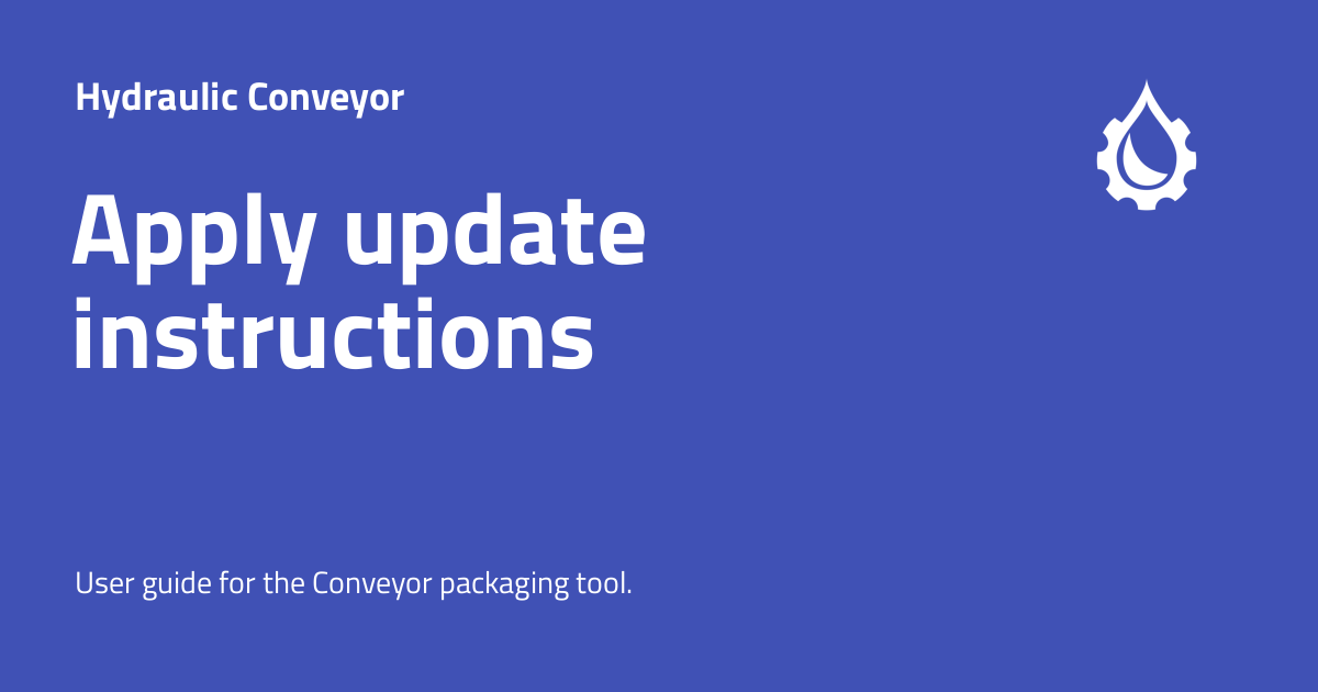 Apply update instructions - Hydraulic Conveyor